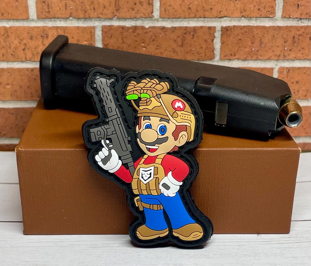 Tactical Mario PVC Gun Patch - Tactical Morale Patch - Hook Loop Mario ...