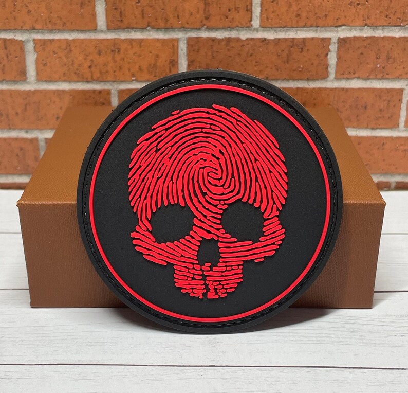 PVC Tactical Patch - Finger Print Skull Patch - Hook Backed Rubber ...