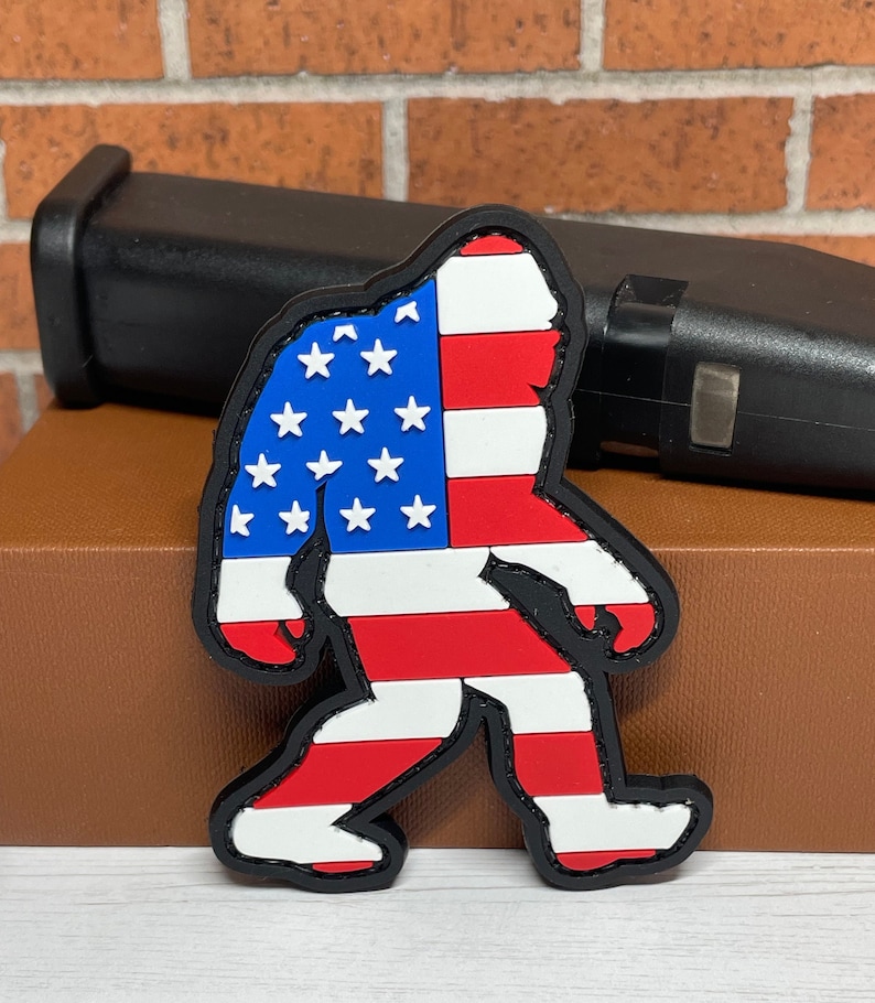 PVC Bigfoot Patch - Tactical Morale Patch - USA Flag Sasquatch Patch ...