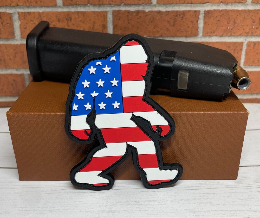 PVC Bigfoot Patch - Tactical Morale Patch - USA Flag Sasquatch Patch - Hook Backed - Etsy