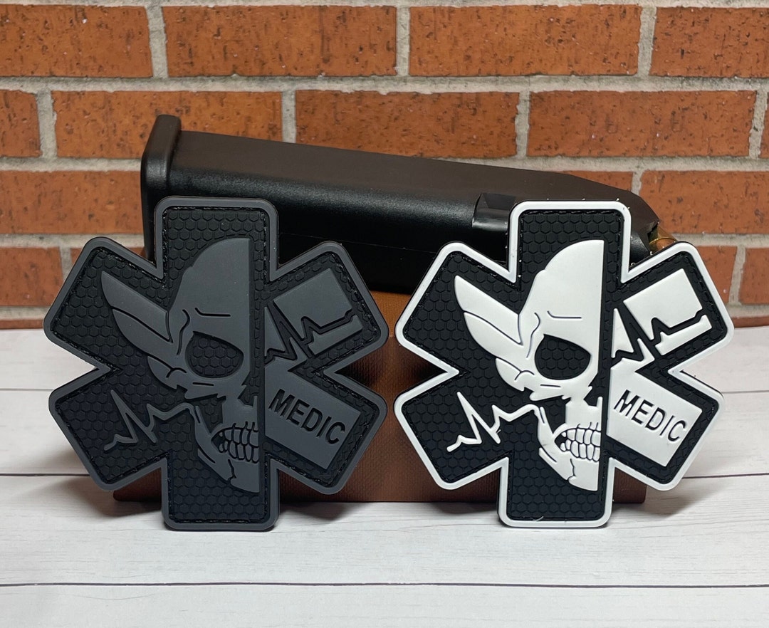 3D Skull Medic PVC Patch- Paramedic EMT Tactical Patch- Morale Hook ...