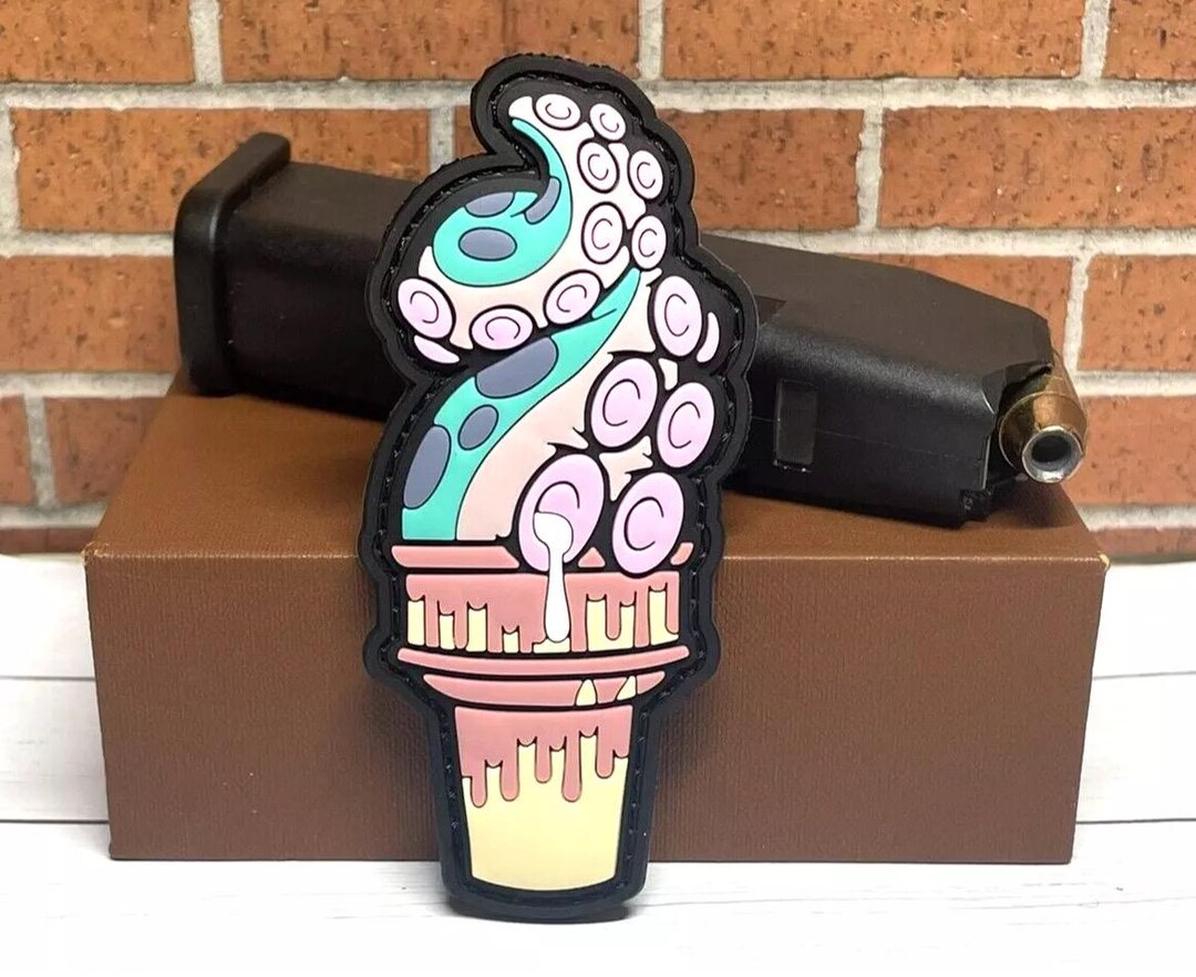 PVC Tactical Patch Octopus Ice Cream Cone Patch Cute Squid Tentacle ...