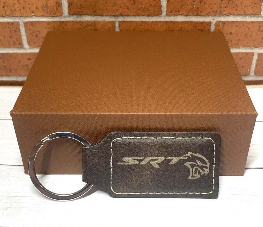SRT Keychain PU Leather Rustic Brown and Gold Laser Engraved SRT ...