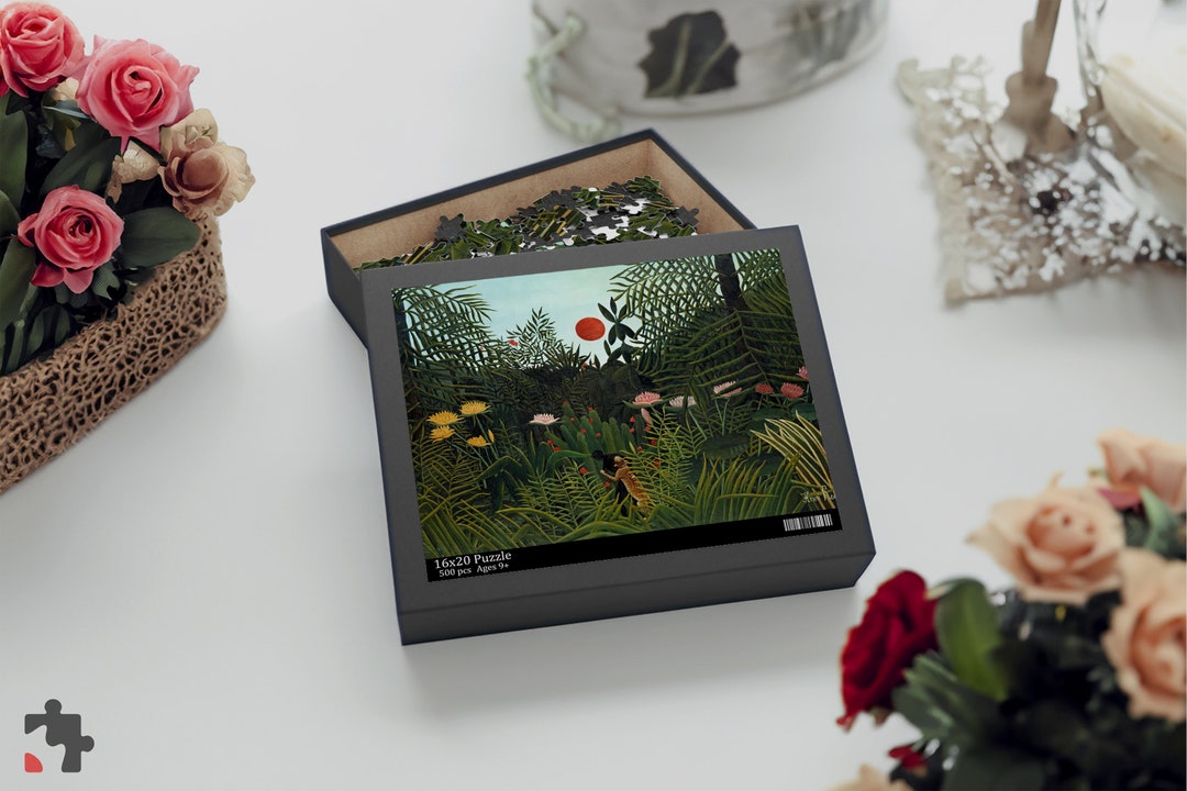 Henri Rousseau's Virgin Forest With Sunset Puzzle, Exotic Landscape ...