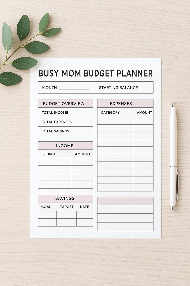 Busy Mom Budget Planner Printable | Minimal Finance Tracker - Etsy