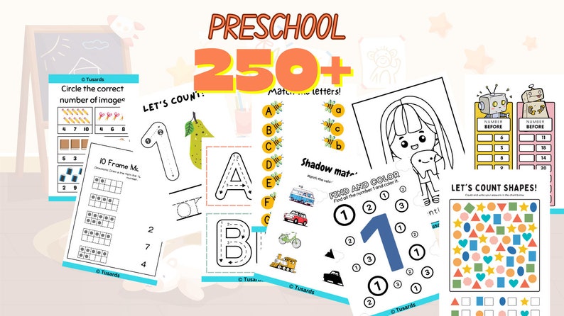 250+ Preschool Educational Printable Toddler Workbook: Instant Download ...