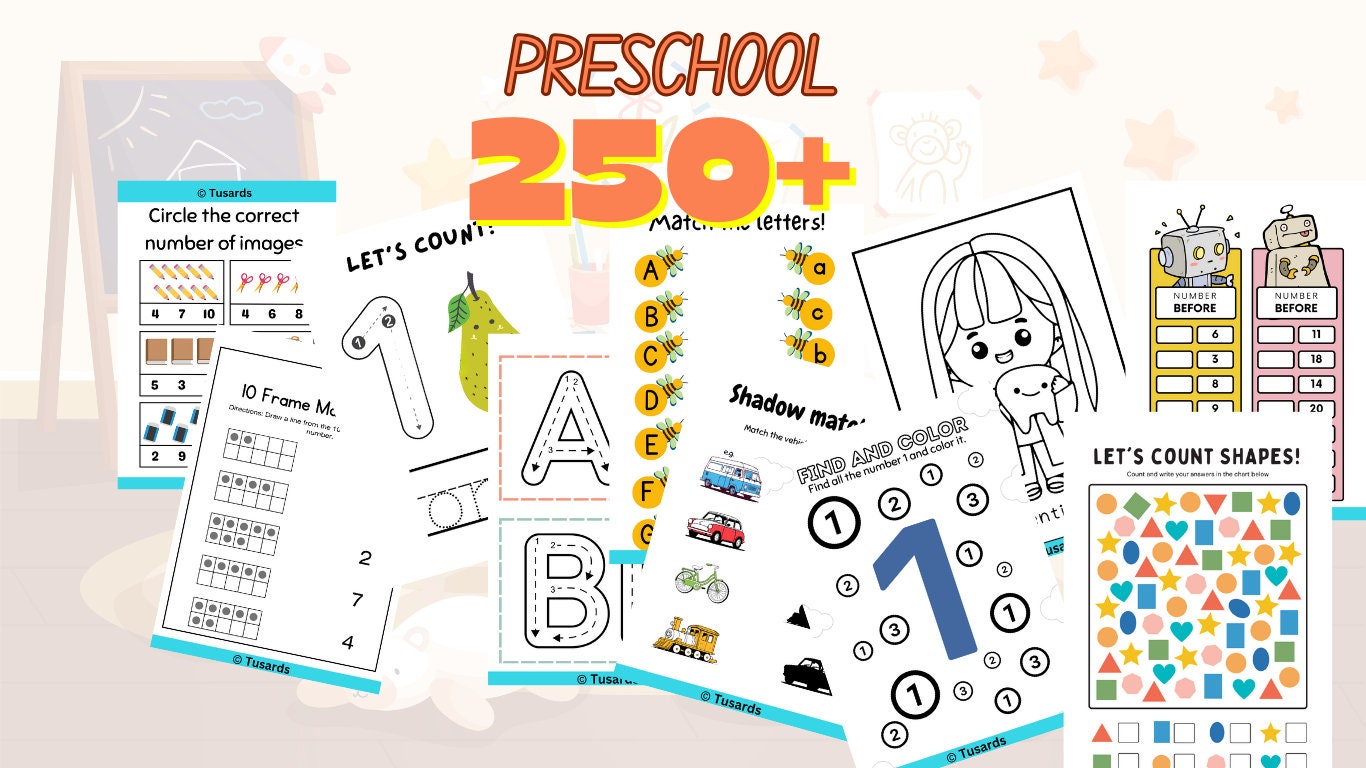 250+ Preschool Educational Printable Toddler Workbook: Instant Download ...