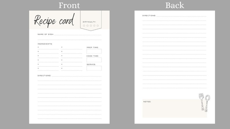 Printable Recipe Card Template, Instant Download, Recipe Cards 4x6, DIY ...