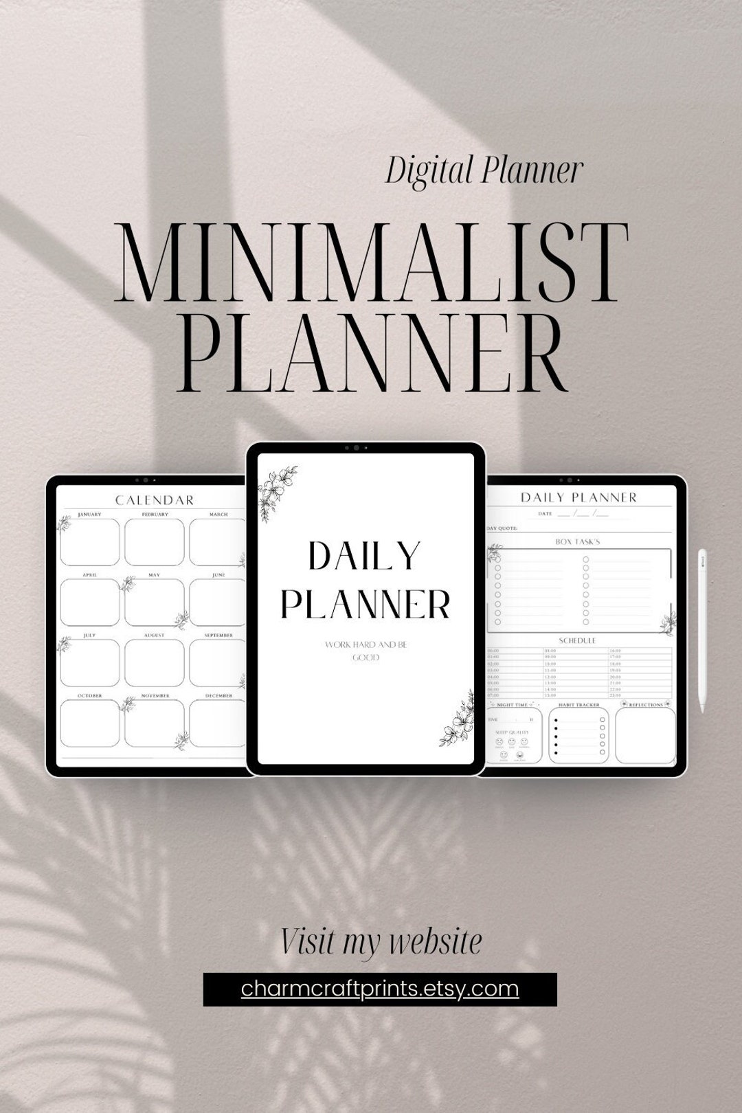 Printable Daily Planner - Minimalist Digital Planner for Productivity ...