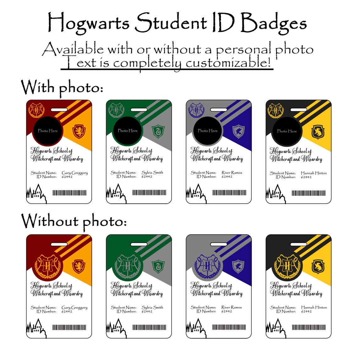 Magic School Student ID Badges, Custom ID Card Lanyards, Personalized ...