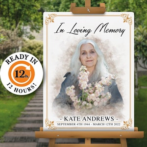 PRINTED Funeral Poster Photo for in Loving Memory, Custom Celebration ...