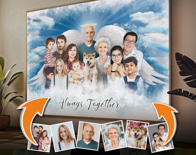 Custom Memorial Drawing, Add Deceased Loved One, Family Portrait ...