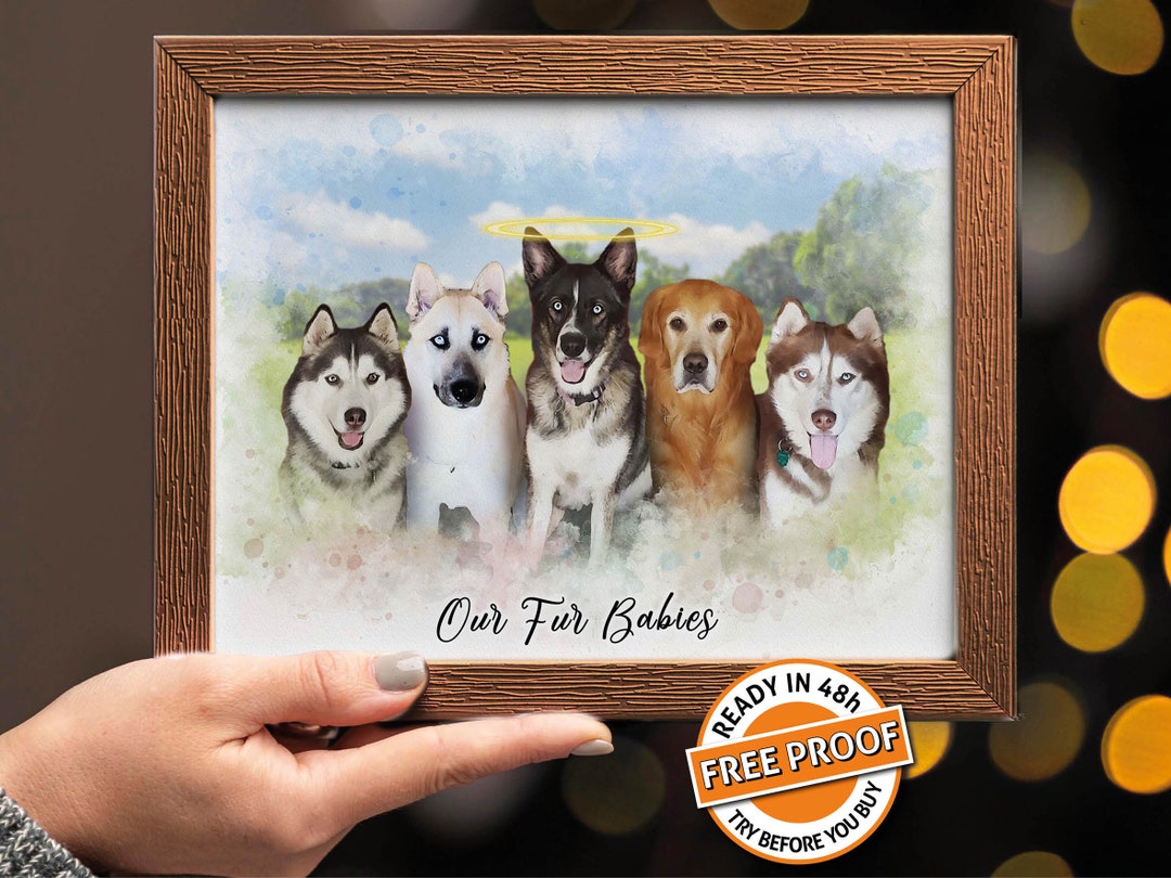 Custom Watercolor Dog Portrait: Memorial Pet Art From Photo - Etsy