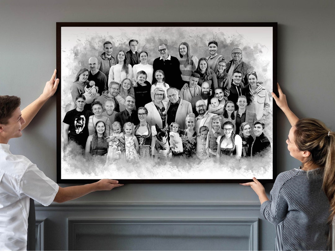 Custom Family Reunion Portrait: Merged Photo Canvas Wall Art - Etsy