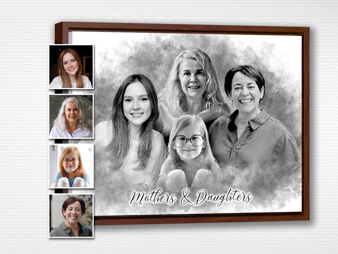 Custom Memorial Charcoal Portrait: Combined Photo Drawing, Loss of ...