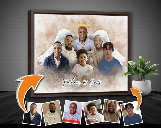 Custom Memorial Drawing, Add Deceased Loved One, Family Portrait ...