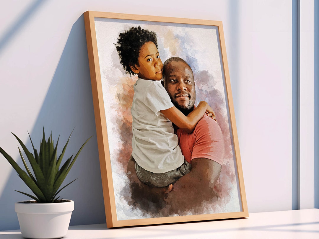 Custom Father's Day Family Portrait on Canvas: Personalized Dad Gift - Etsy