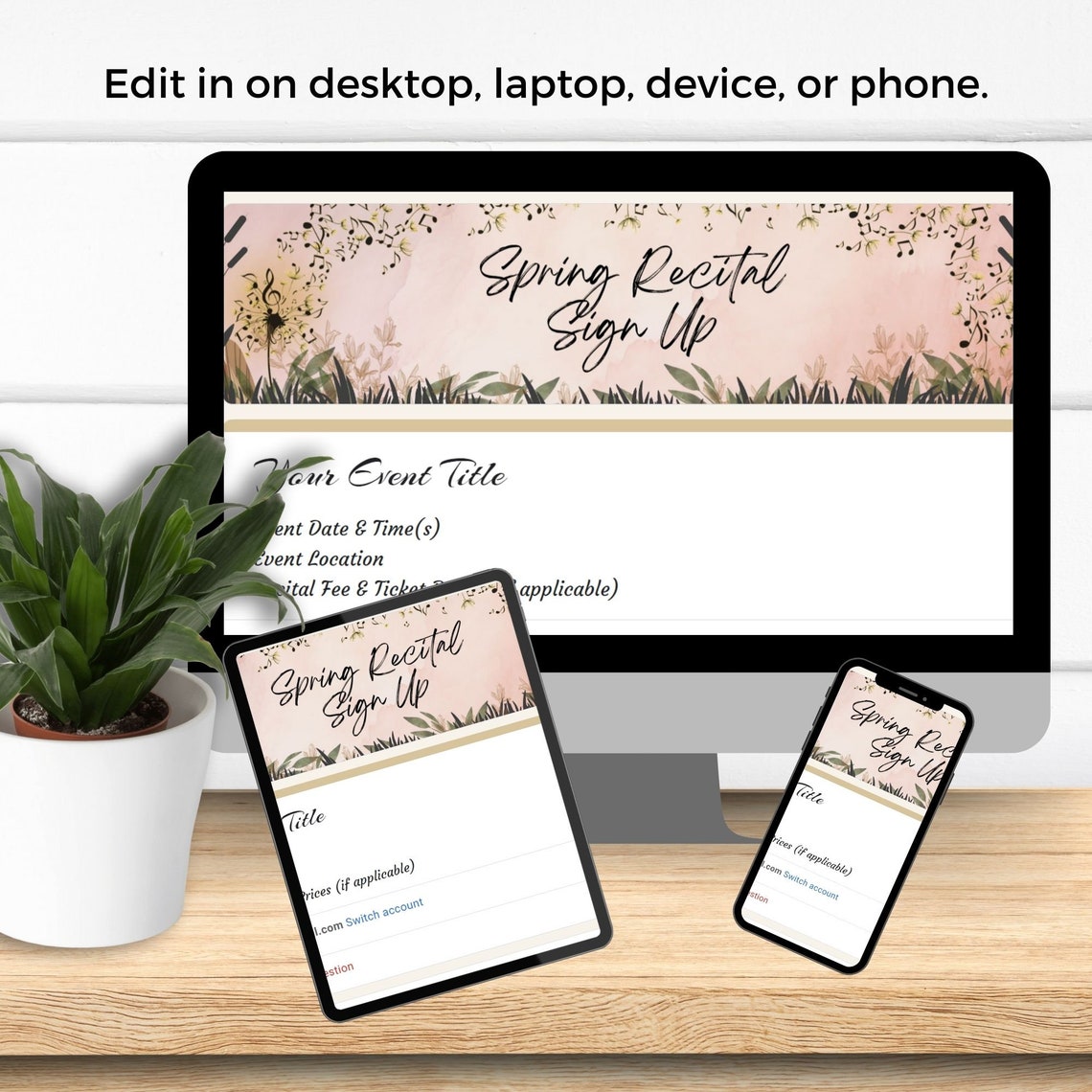 Music Recital Google Form Template, Performance Sign Up, RSVP Survey ...