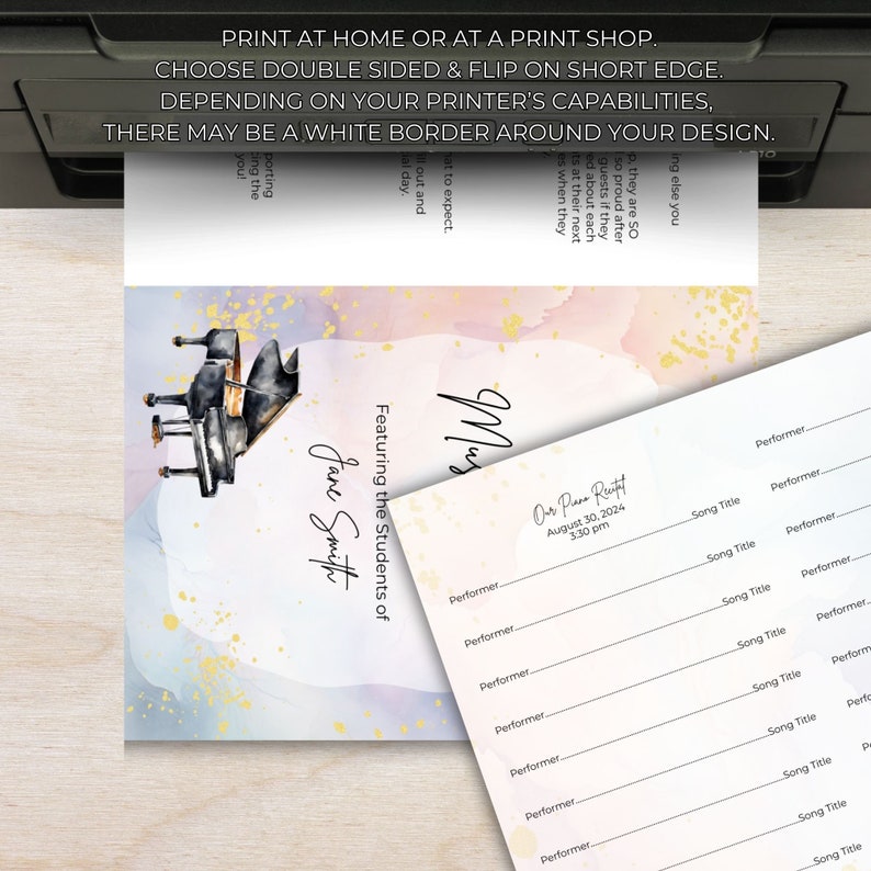 Piano Recital Program Template, Music Teacher Resource, for Performance ...
