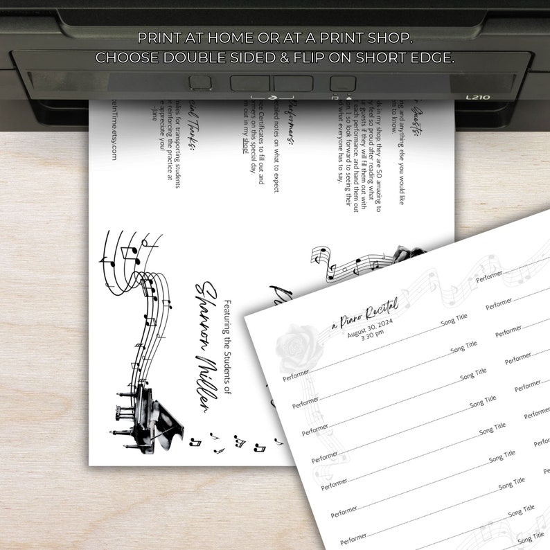 Piano Recital Program Template, Simple Modern Black & White for ...