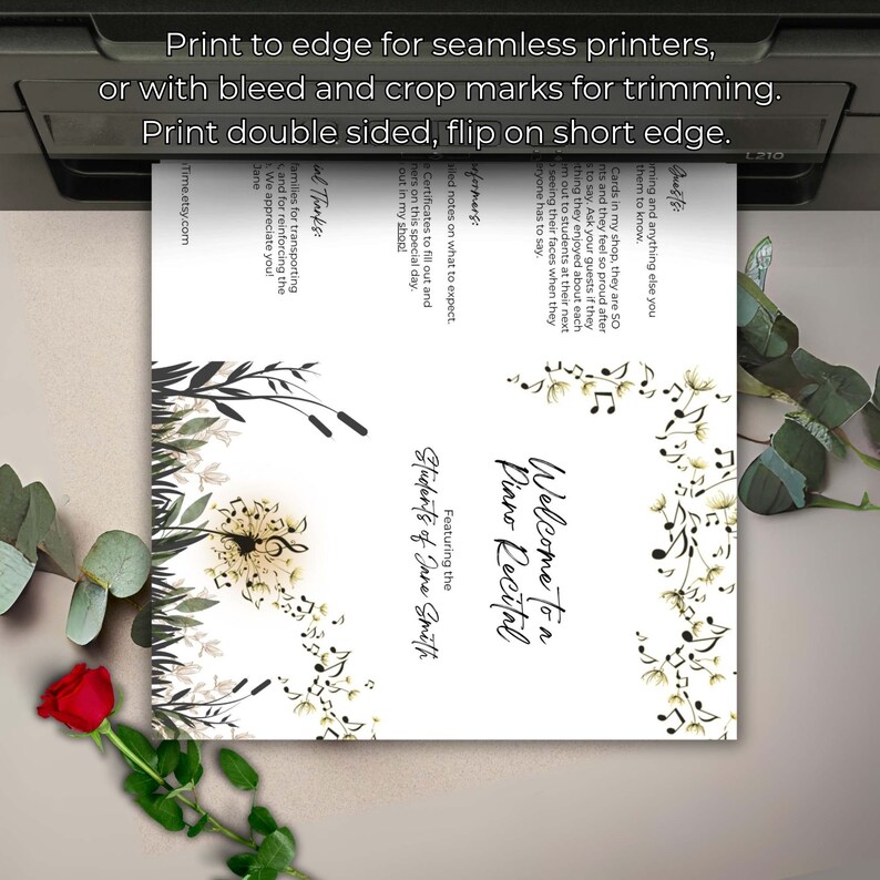 Piano Recital Program Template, Music Teacher Resource, for Performance ...