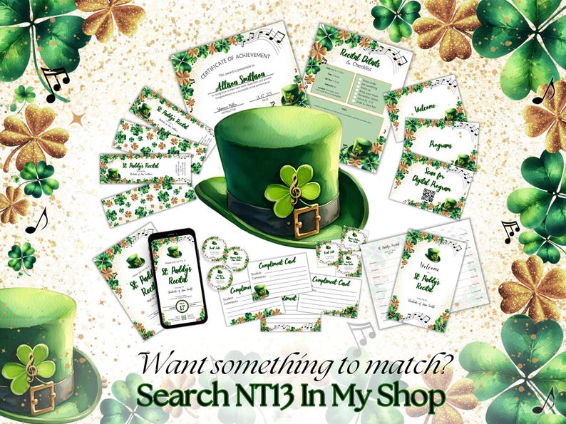 St Patrick Reward Sticker Template, Piano Achievement Award for Music ...
