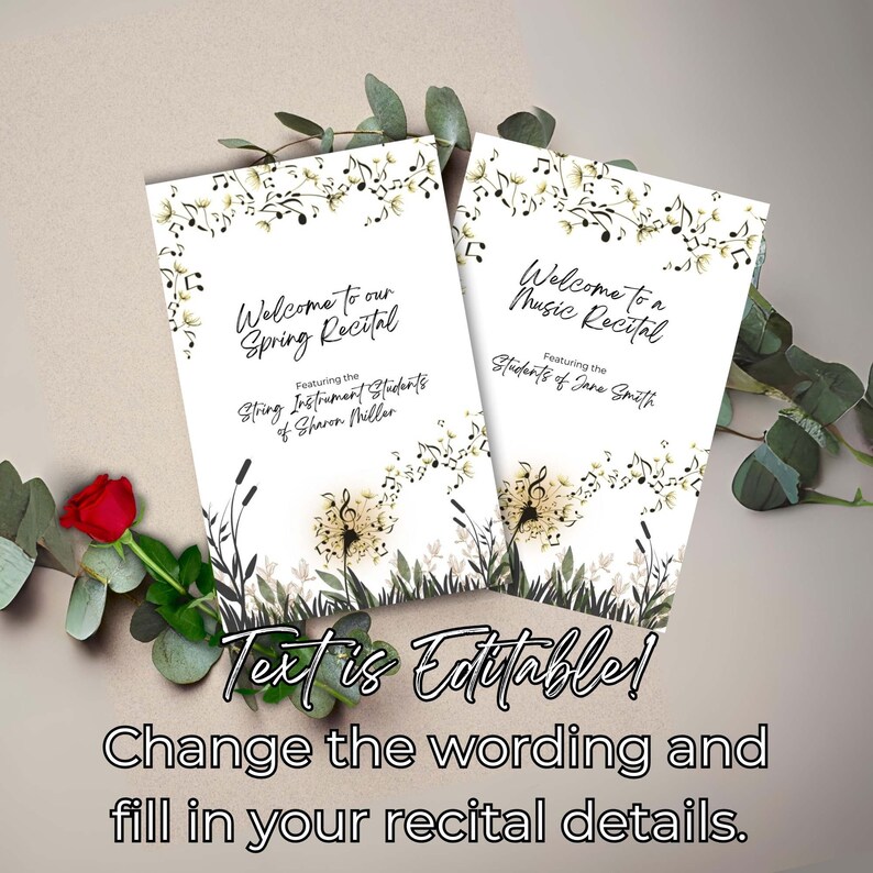 Piano Recital Program Template, Music Teacher Resource, for Performance ...