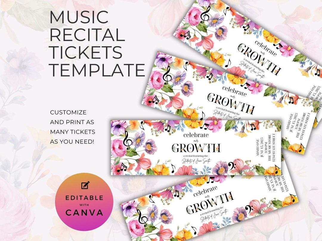 Music Recital Ticket Template, for Concert Performance, Event Entry ...