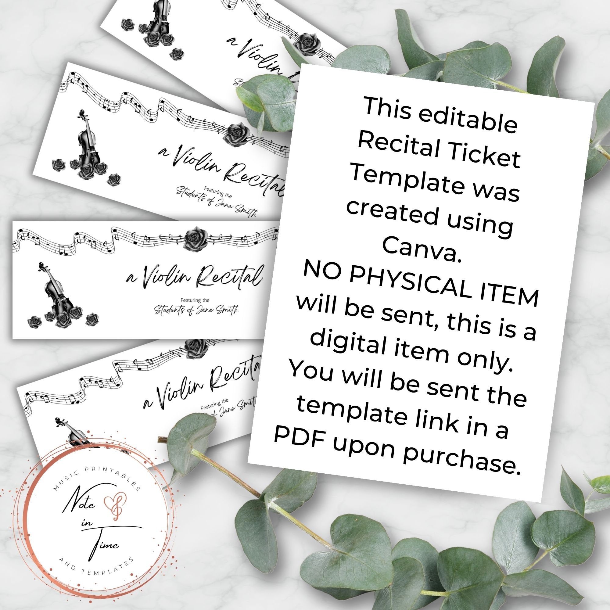 Violin Recital Ticket Template for Orchestra Concert, Performance Event ...