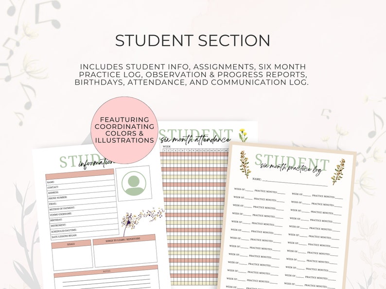 Piano Teacher Planner, Printable Resource for Music Lesson Organization ...