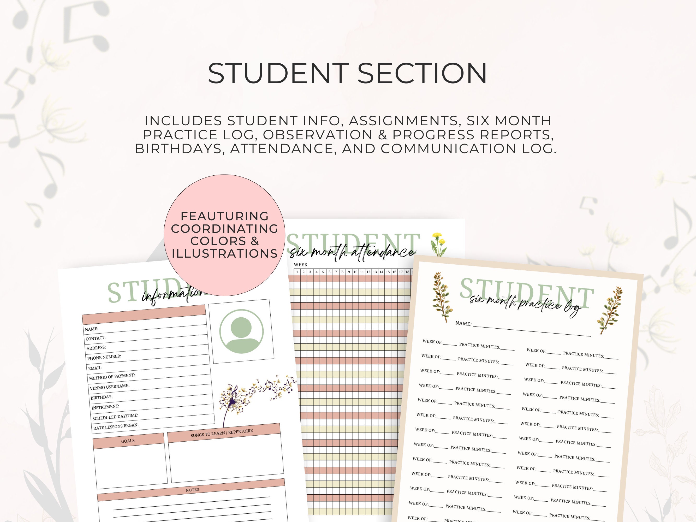 Piano Teacher Planner, Printable Resource for Music Lesson Organization ...