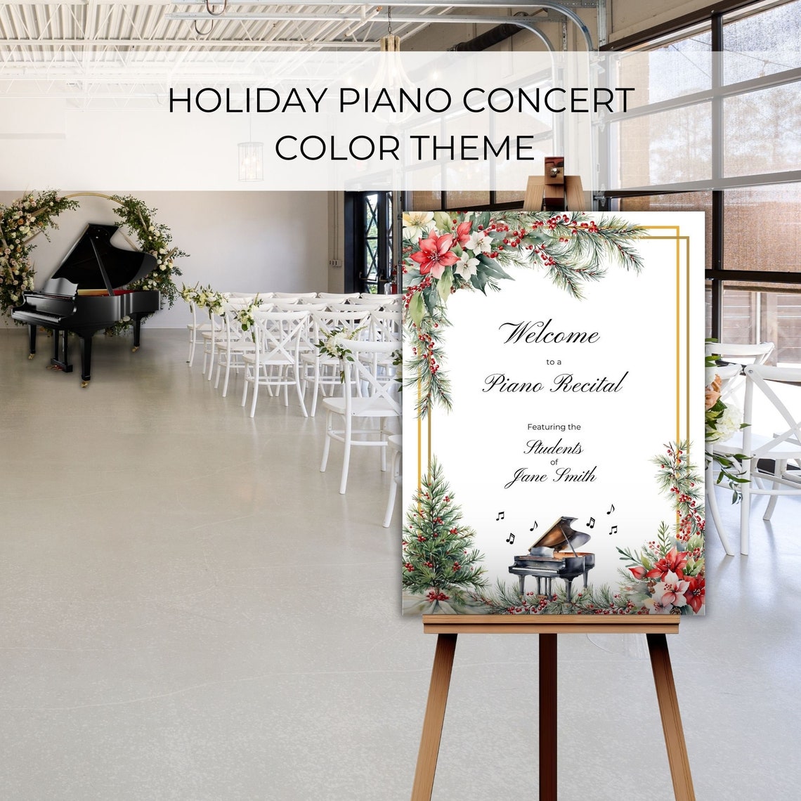Holiday Piano Recital Poster, Door or Easel Signage to Guide Audience ...