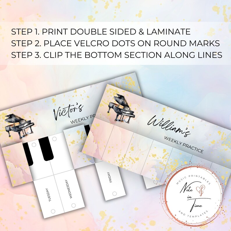 Piano Practice Flip Chart, for Kids Music Habits, Tracker Sheet ...