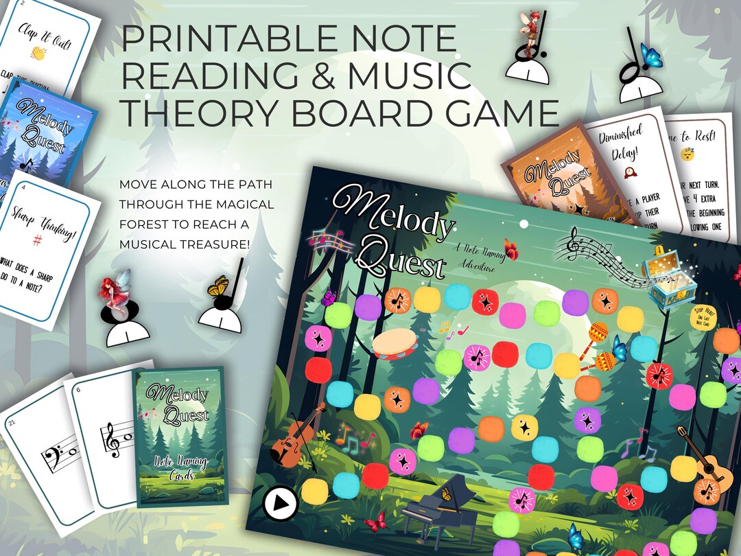Music Note Naming Game, Melody Quest, Fun Theory Adventure, Printable ...