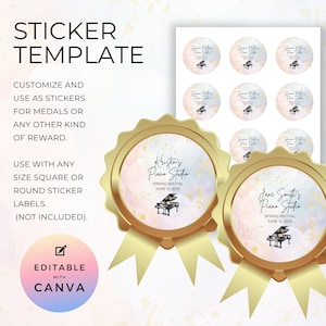 Music Recital Sticker Template, Wildflower Floral, Achievement Reward ...