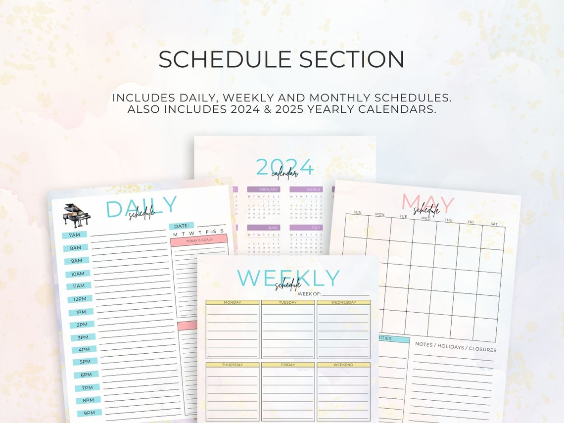 Piano Teacher Planner, Printable Resource for Music Lesson Organization ...