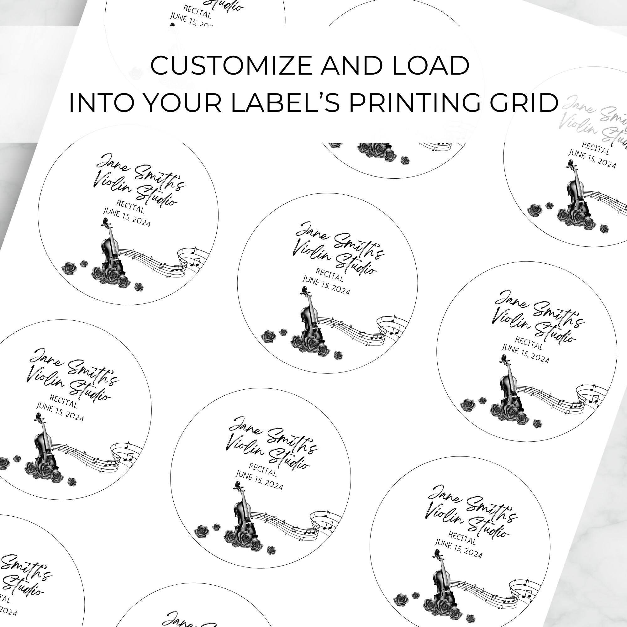 Violin Recital Sticker Template, Minimalist Achievement Reward for ...