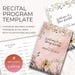 Piano Recital Program Template, Music Teacher Resource, for Performance ...