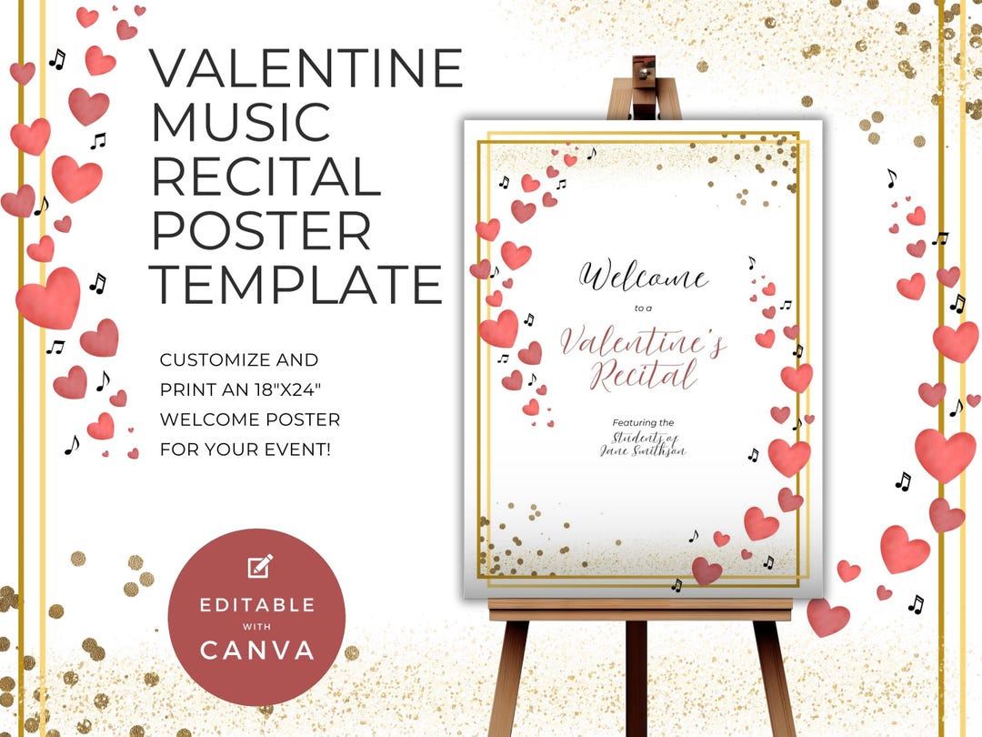 Valentine Piano Recital Poster, Door or Easel Signage to Guide Audience ...