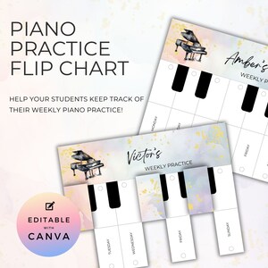 Piano Practice Flip Chart, for Kids Music Habits, Tracker Sheet ...