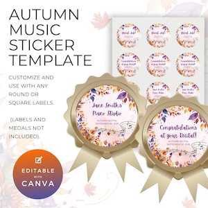 Recital Sticker Template, Music Achievement Reward for Piano Students ...