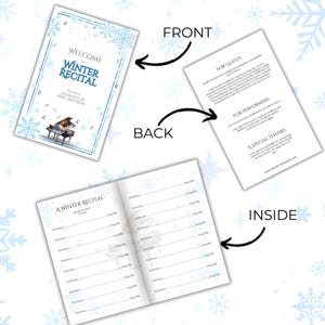 Piano Recital Program for Winter, Double Sided Folding Card, Canva ...