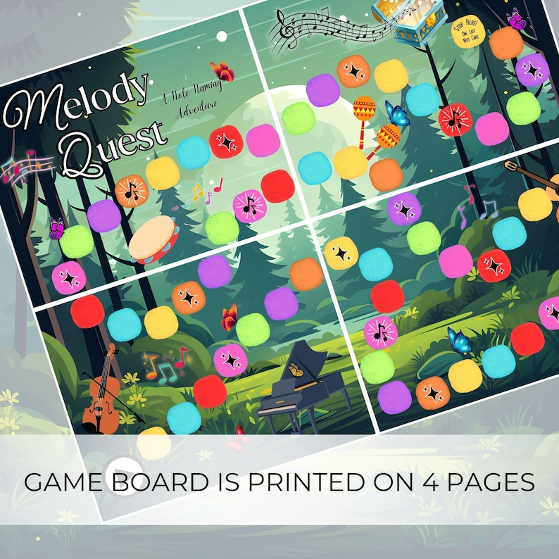 Music Note Naming Game, Melody Quest, Fun Theory Adventure, Printable ...