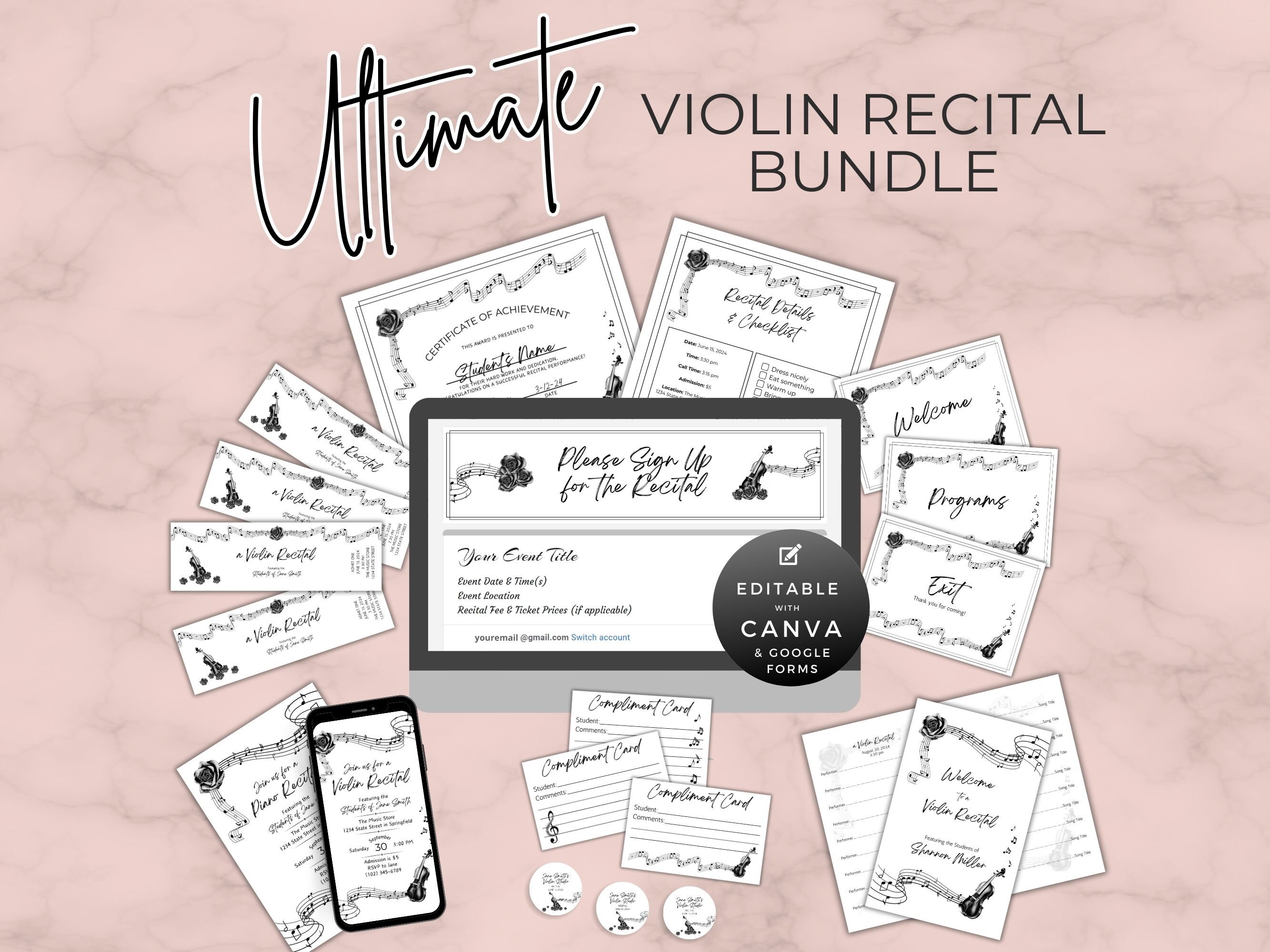 Violin Recital Bundle, Event Planning Templates, Sign Up, Invitation ...