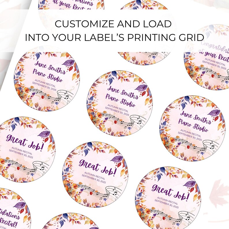 Recital Sticker Template, Music Achievement Reward for Piano Students ...