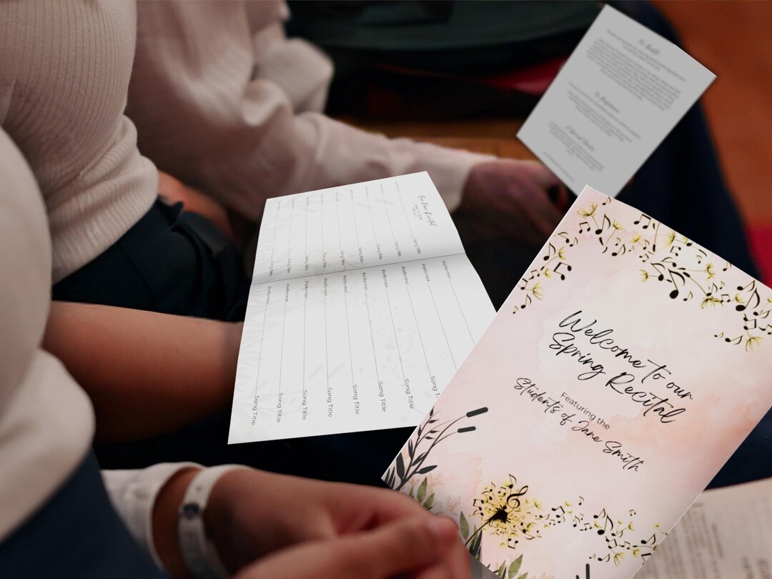 Piano Recital Program Template, Music Teacher Resource, for Performance ...