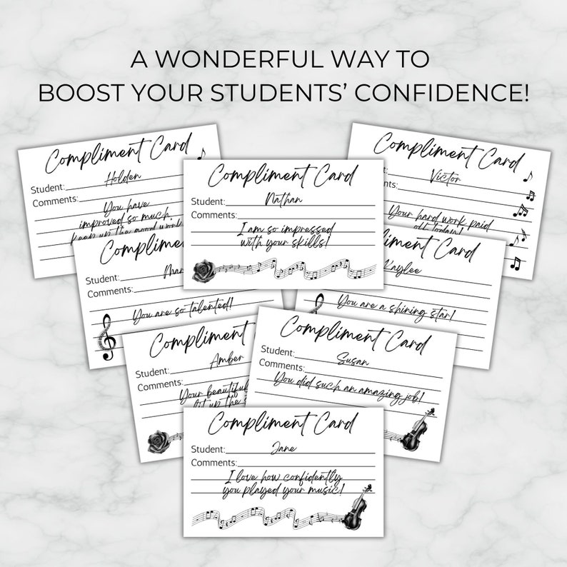Music Compliment Cards for Violin Recitals, Simple Modern, Printable ...