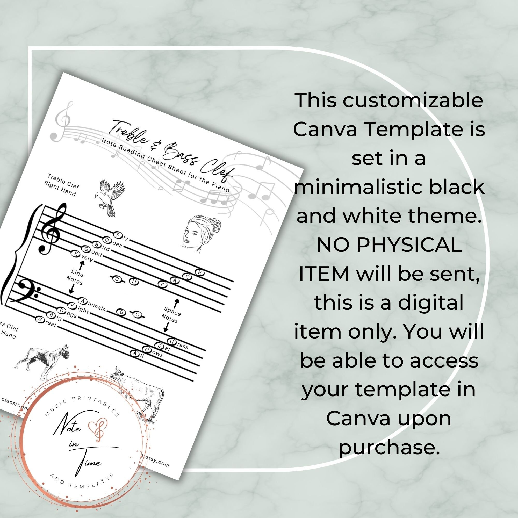 Music Note Reading Chart, Piano Teacher Resource, Sheet Music Theory ...