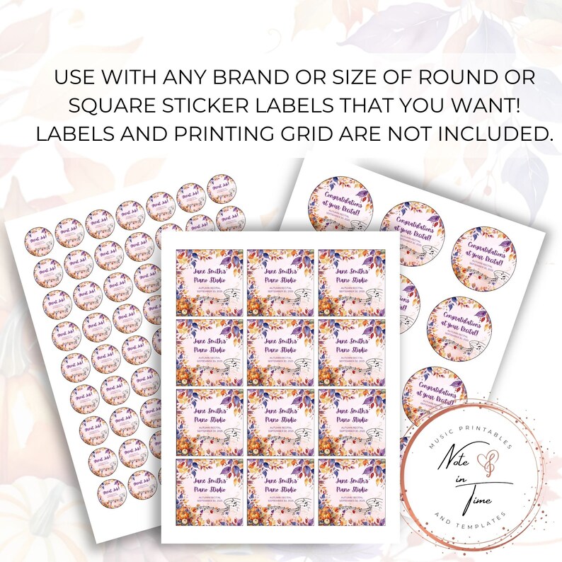 Recital Sticker Template, Music Achievement Reward for Piano Students ...