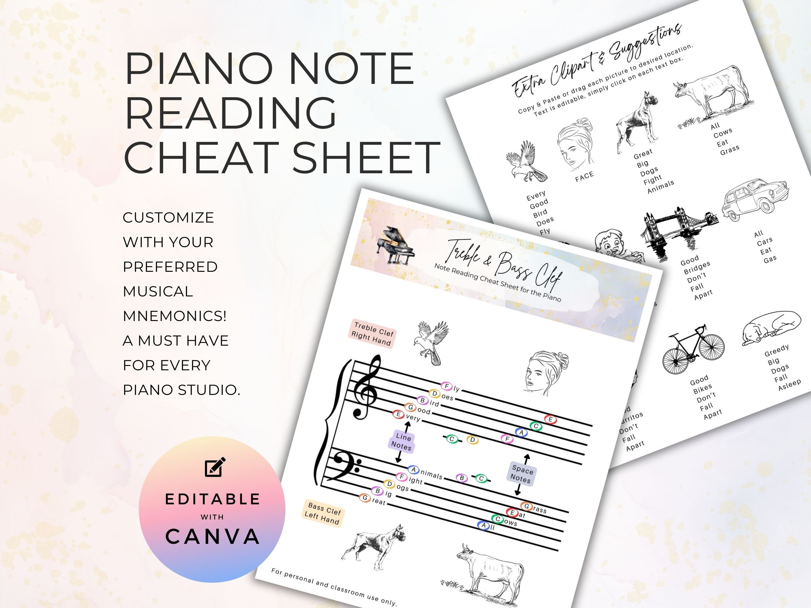 Piano Note Reading Chart, Teacher Resource, Sheet Music Theory ...